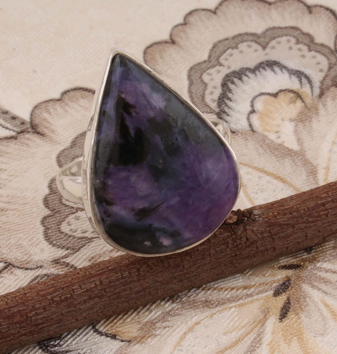 Chaoite Gemstone Ring: Teardrop Sterling Silver Ring - Etsy