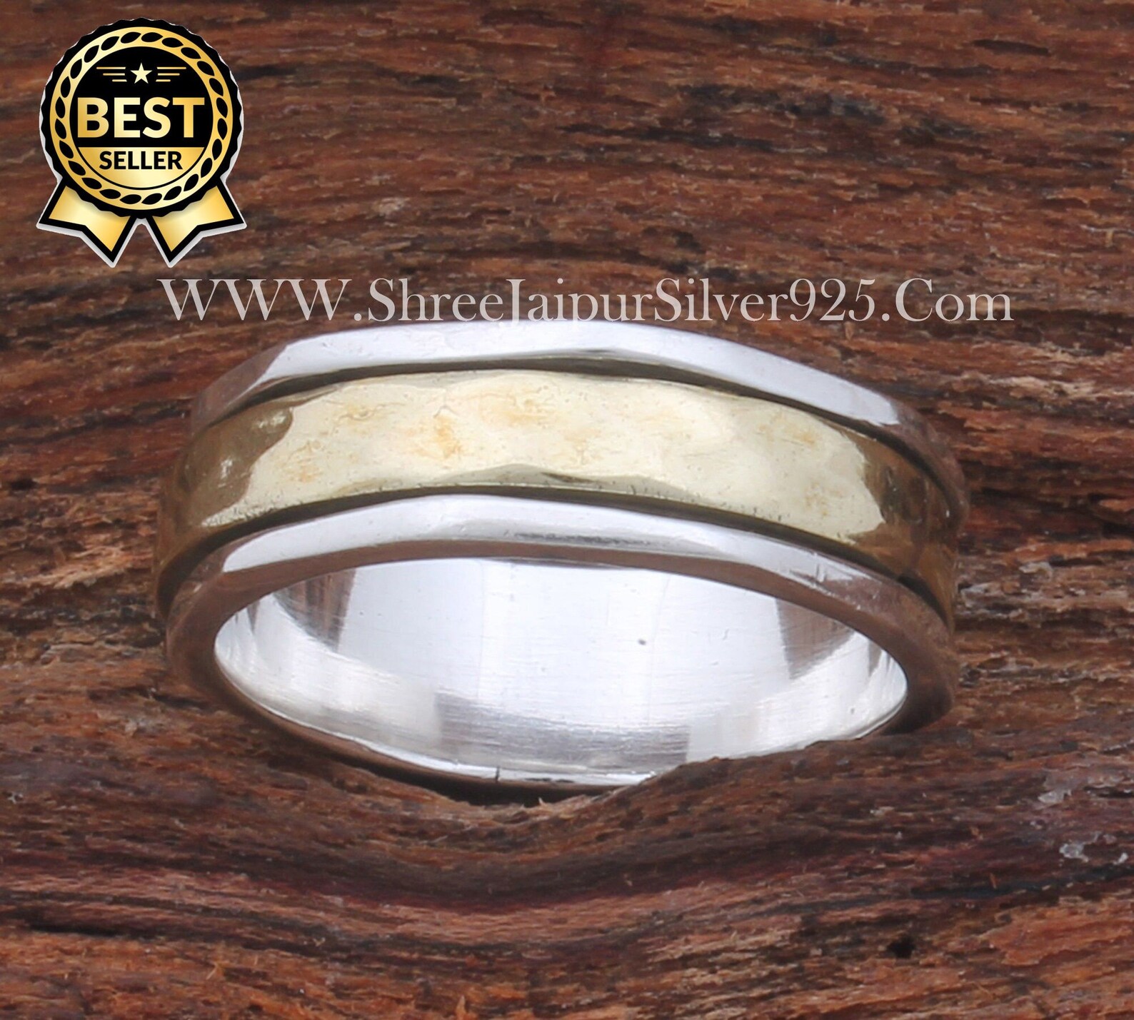 925 Sterling Silver Designer Hammered Spinner Ring - Etsy