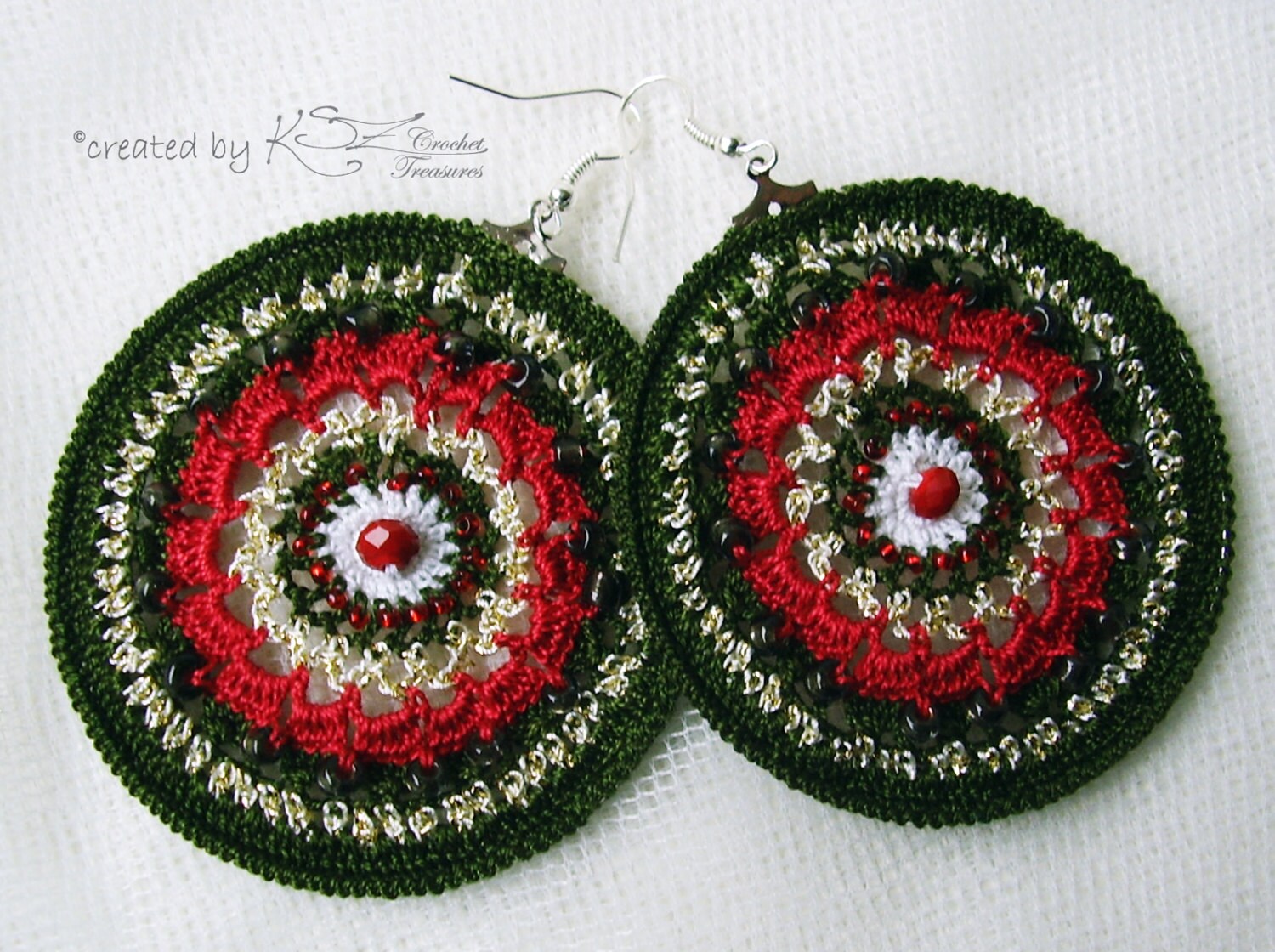 Crochet Earrings Christmas Earrings Handmade Jewelry - Etsy