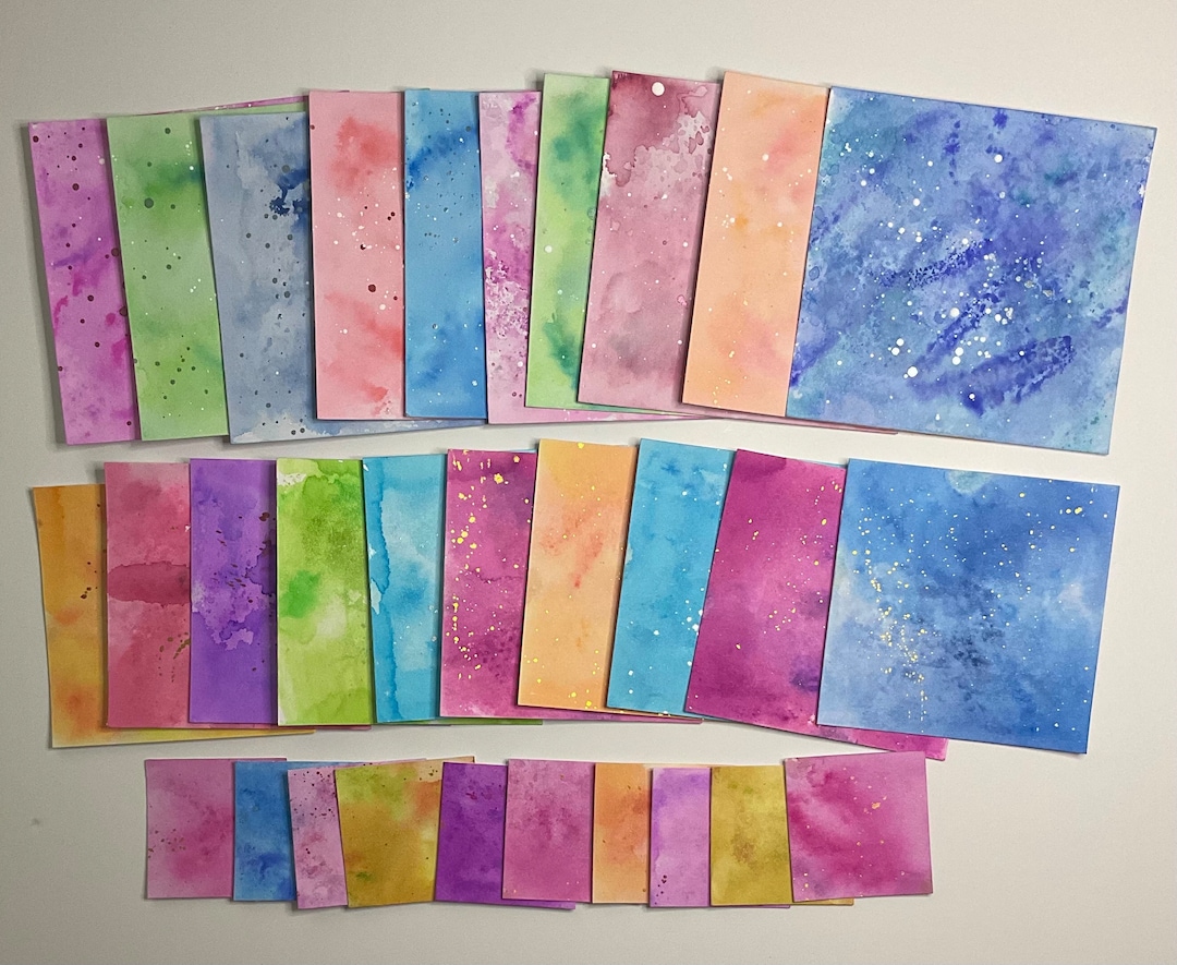 Watercolour Stained Card Square Art Tiles Bundle of 30 - Etsy