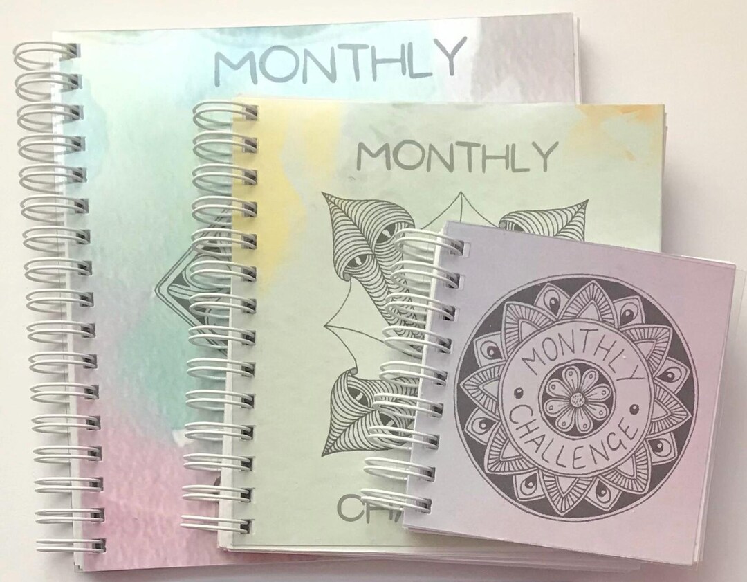 Monthly Challenge Journals Set of 3 Different Sizes Kit - Etsy