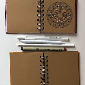 Mini Sketchbooks With Brown Paper, Pen & Pencil Kit - Etsy