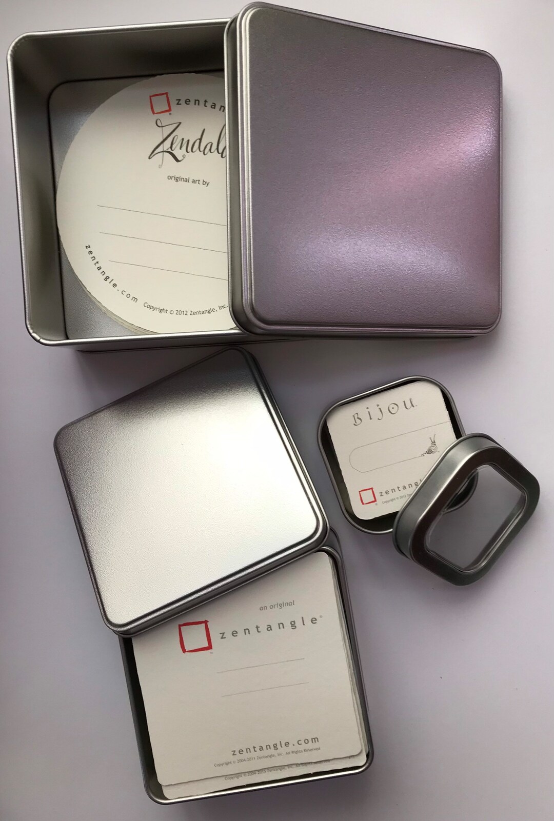 Silver Coloured Square Tins With Lids for Zentangle Art Tiles Set of 3 ...