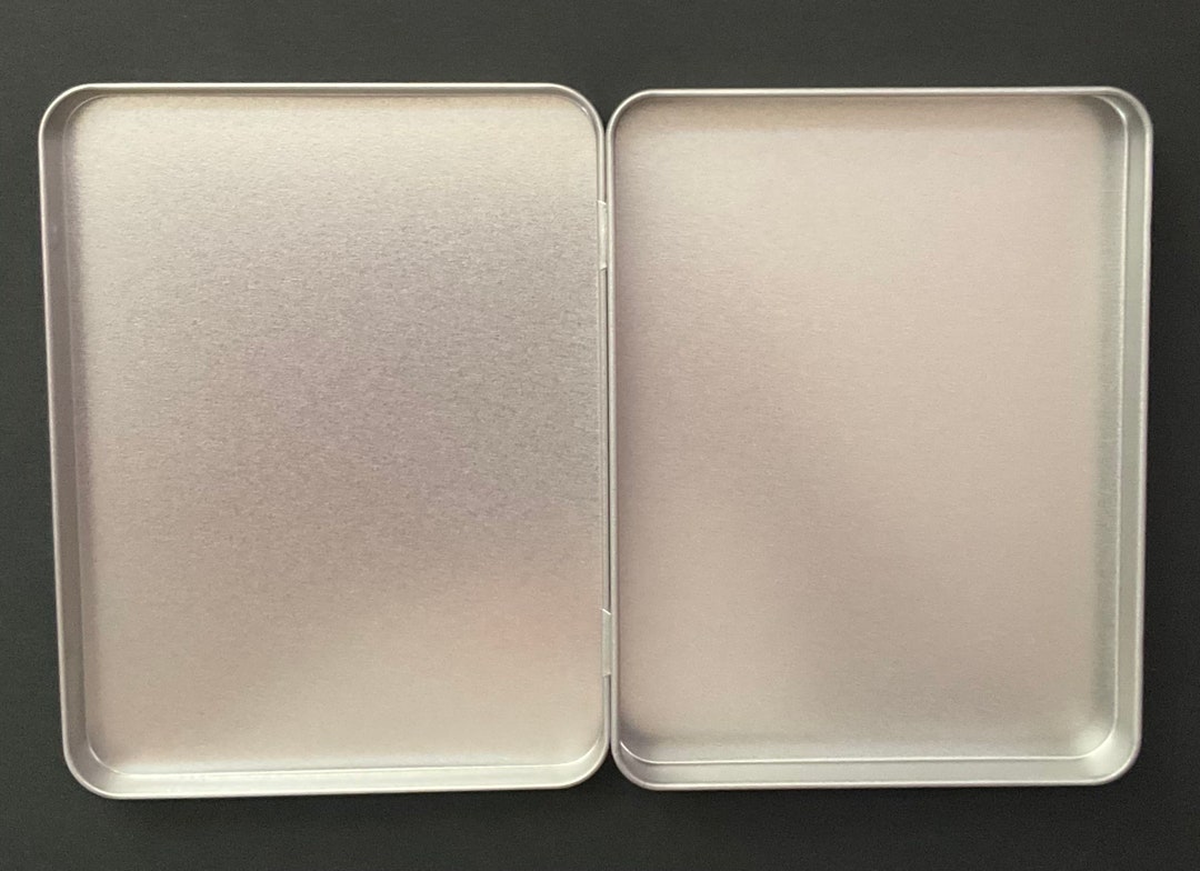 Silver Coloured Rectangular Shaped Tin With Hinge Lid for Stationery - Etsy