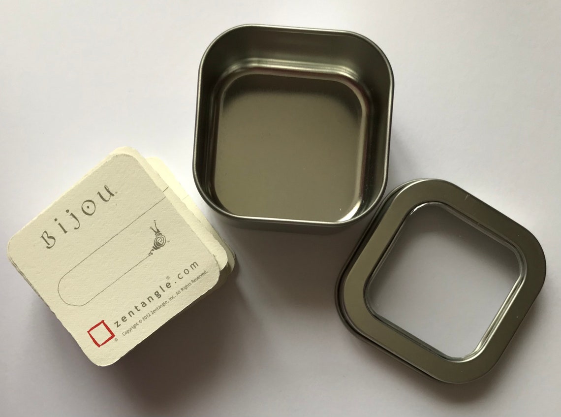 Square Mini Tin With Window Lid & 10 Watercolour Bijou Size Tiles - Etsy
