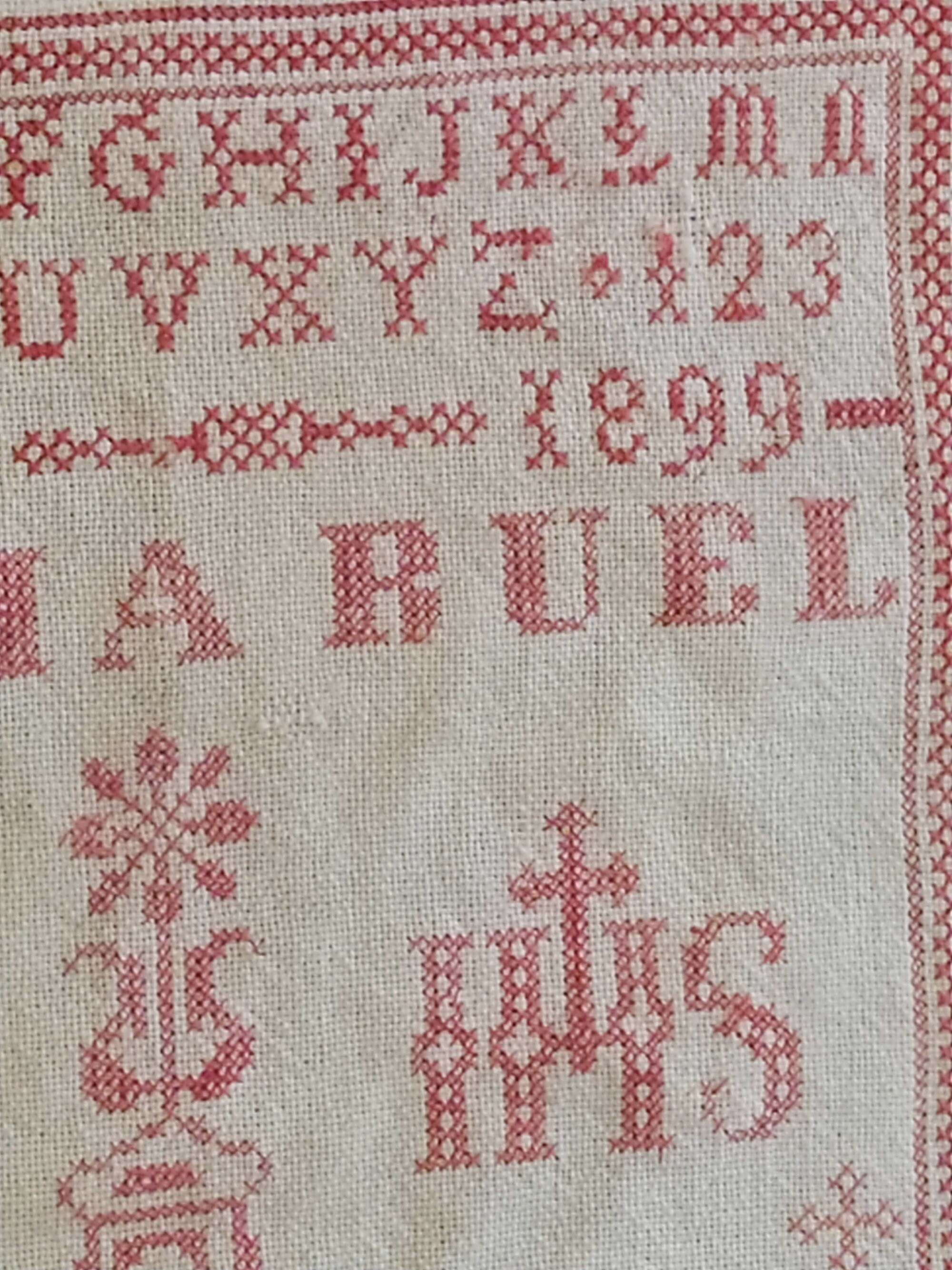 Antique French Sampler in Later Frame Maria Ruelle 1899 - Etsy