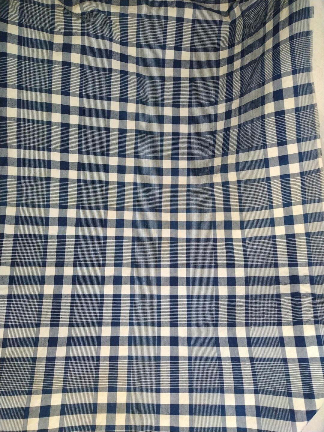 Antique French Panel of Alsace Linen Kelsch Blue and White Check Thick ...