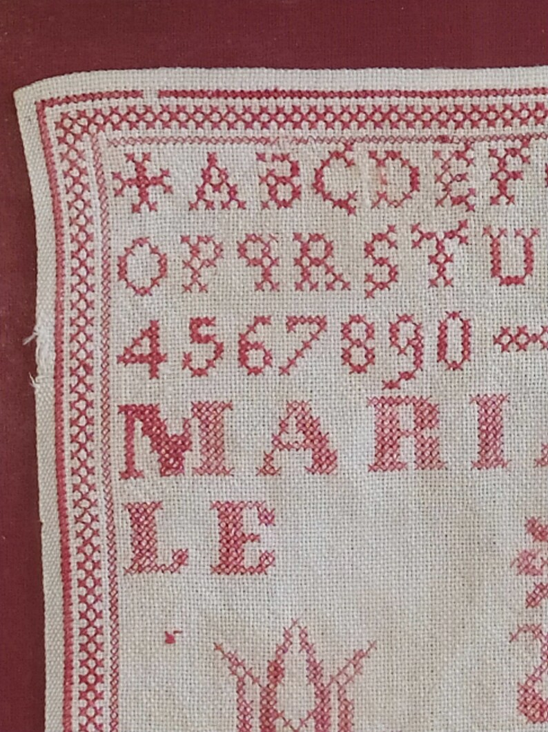 Antique French Sampler in Later Frame Maria Ruelle 1899 - Etsy