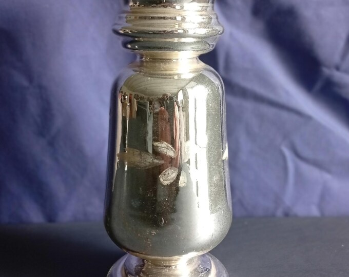 Antique French Mercury Glass Vase - Hand Painted Flowers - Glass ...