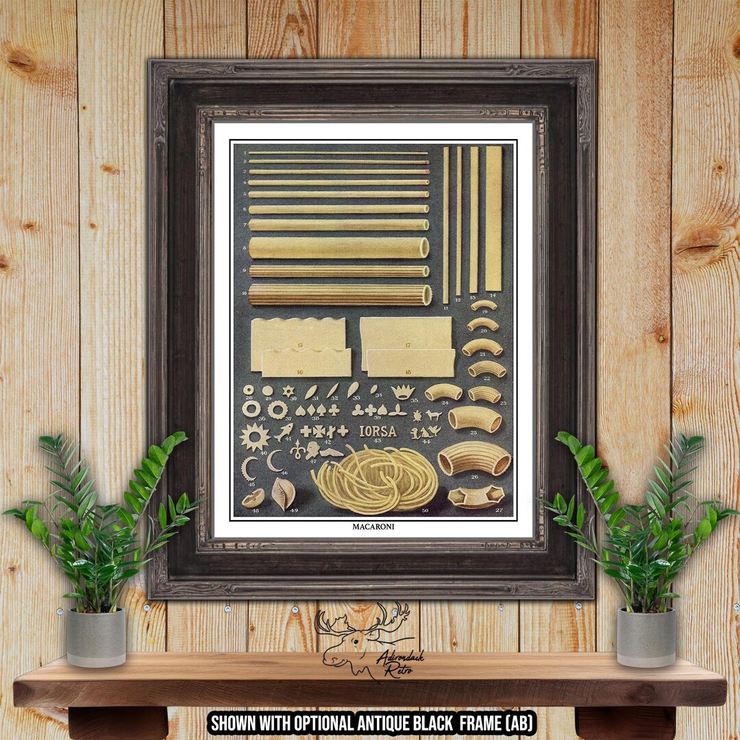 Macaroni Print - Macaroni Poster Art - Kitchen Wall Art - Pasta ...