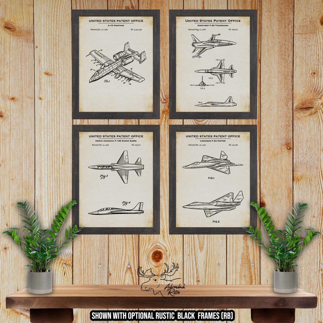 Military Aircraft Patent Print Set of 4 - Aviation Posters - Military ...