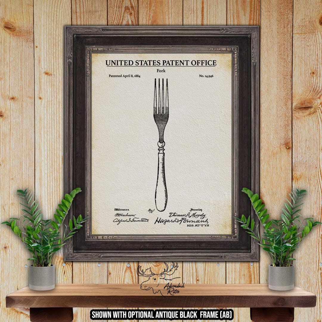 Fork Patent Print - Silverware Poster - Kitchen Utensil Invention ...