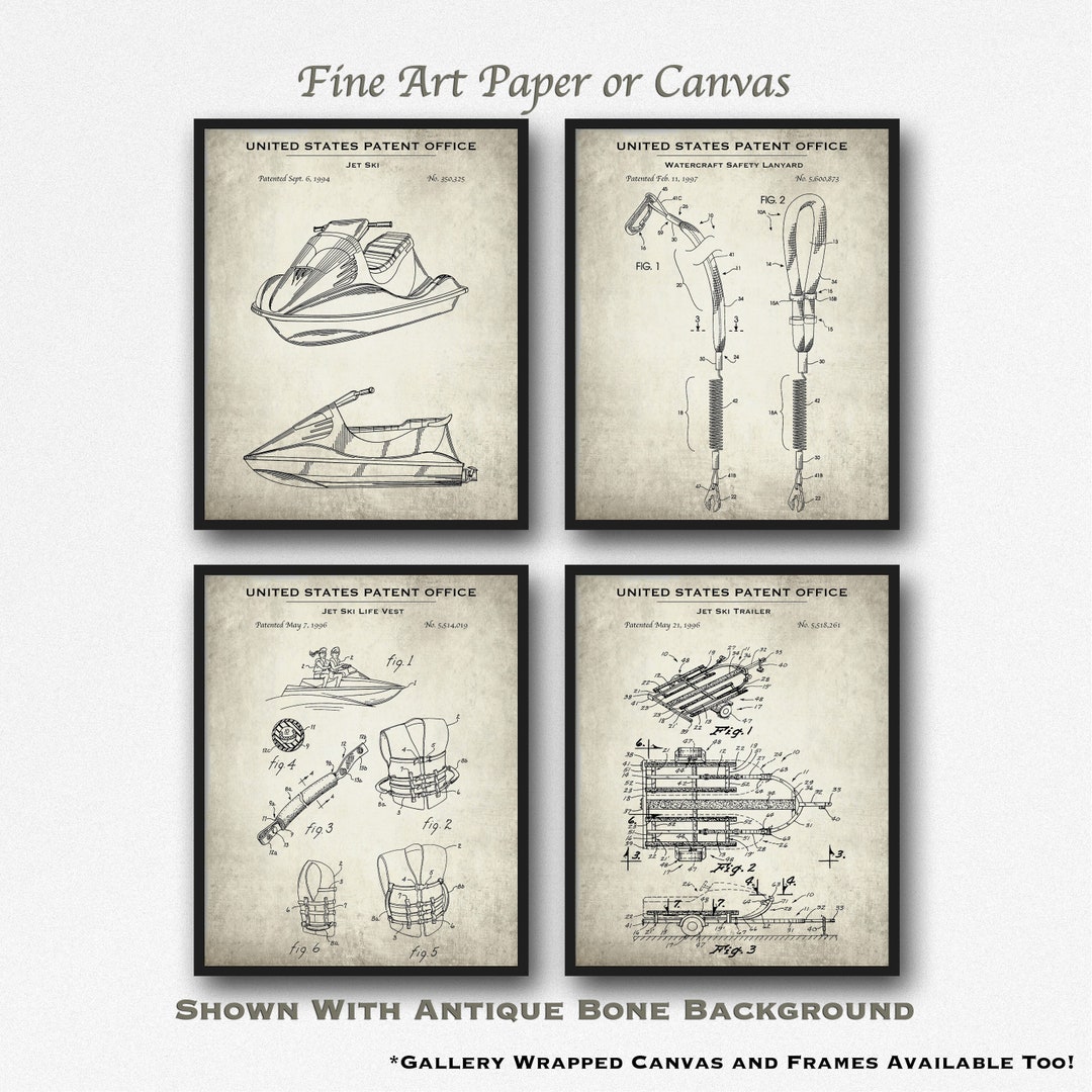 Vintage Personal Watercraft Patent Print Set of 4 PWC Poster Set PWC ...