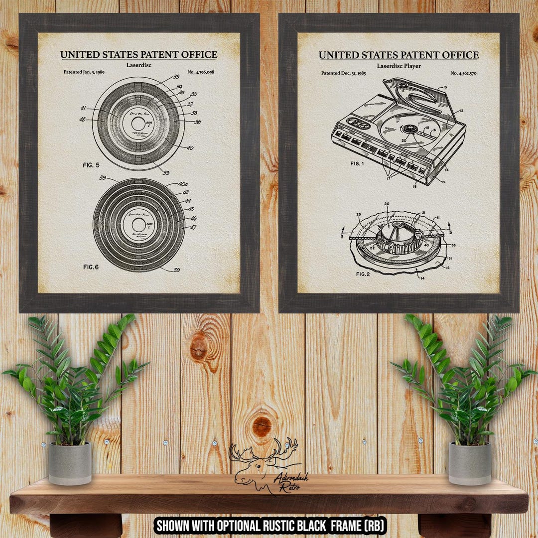 Laserdisc Patent Print Set of 2 Laser Disc Posters Retro Media Wall ...