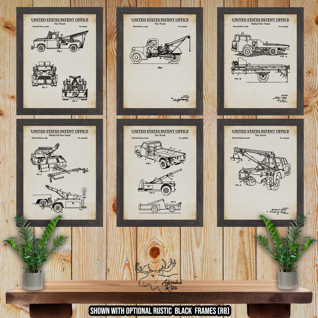 Tow Truck Patent Print Set of 6 Vintage Tow Truck Inventions Tow Truck ...