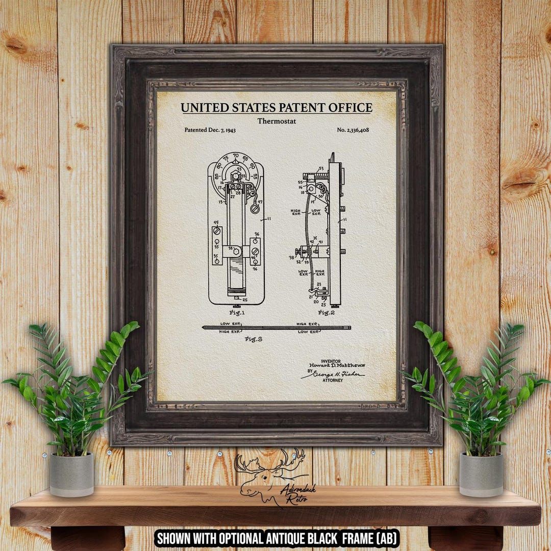 Thermostat Patent Print - 1943 HVAC Invention - Vintage HVAC Poster ...