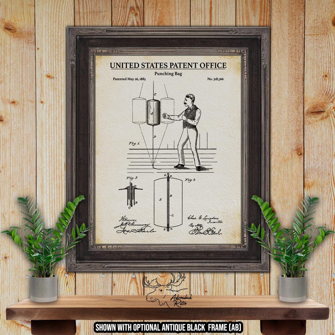 Punching Bag Patent Print - Home Gym Poster - 1885 Boxing Invention ...