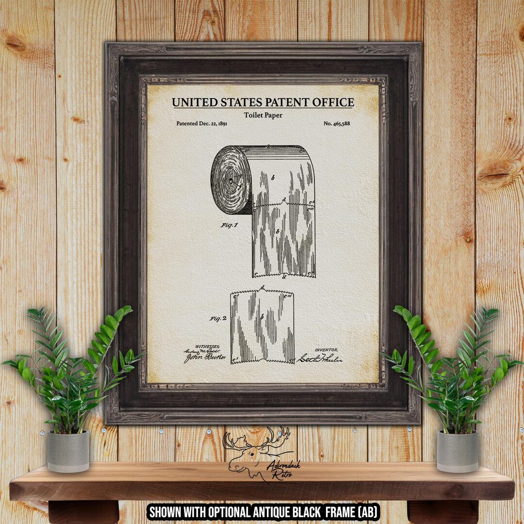 Toilet Paper Patent Print - 1891 Toilet Paper Patent Drawing - Historic ...