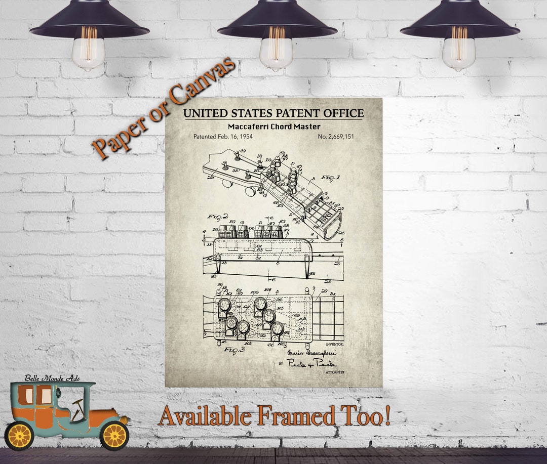 1954 Vintage Ukulelel Patent Art Print Historical Ukulele Invention ...