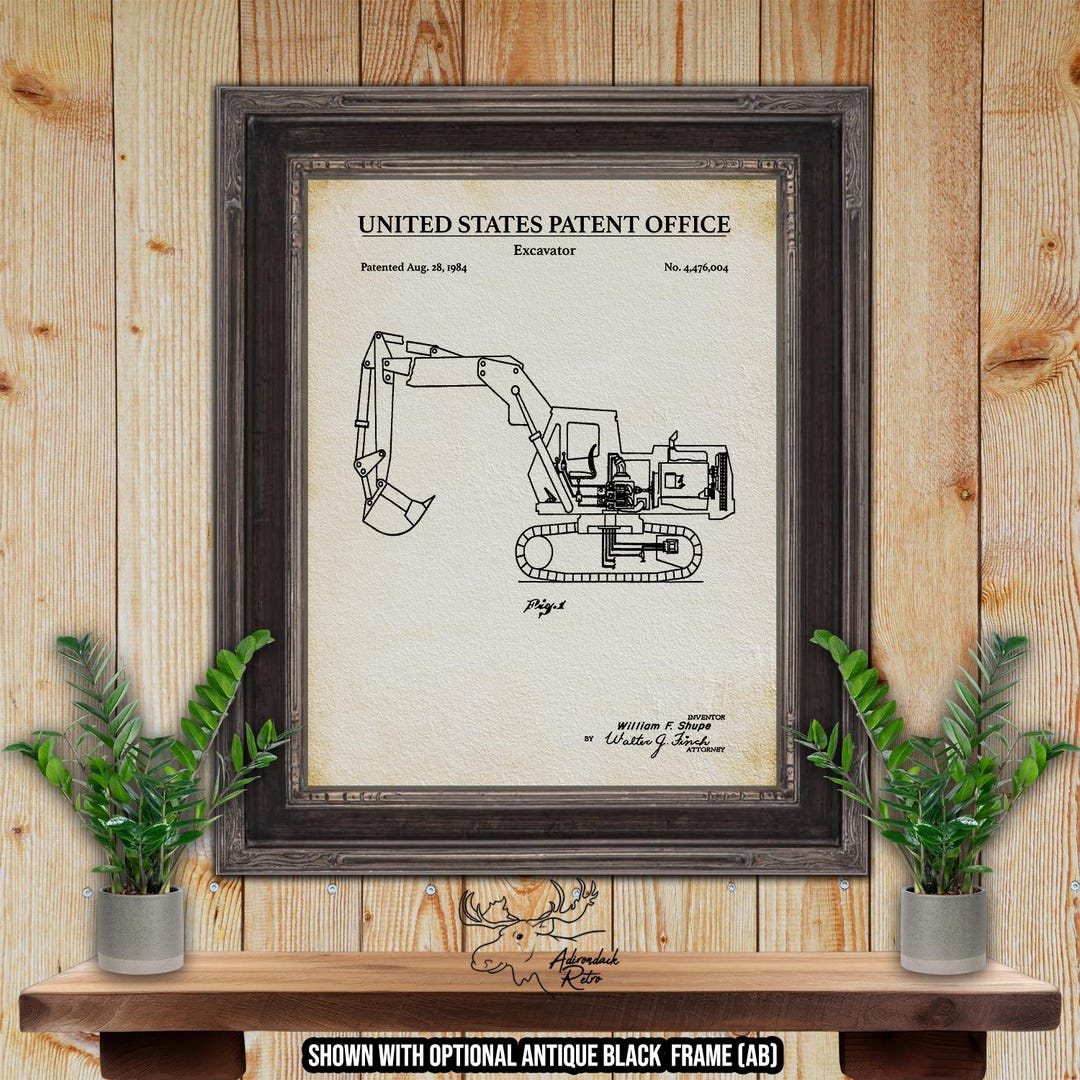 Excavator Patent Print - 1984 Excavator Poster - Construction Equipment ...