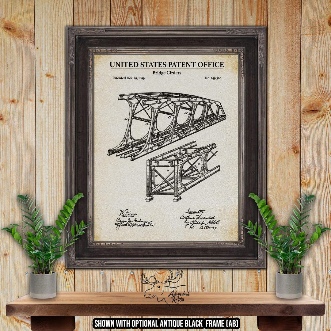 Bridge Girders Patent Print - Architecture Poster - 1899 Architectural ...