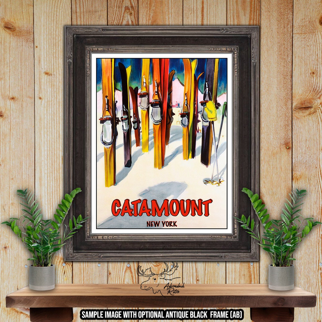 Catamount Mountain New York Retro Ski Resort Poster - Snow Skier Gift ...