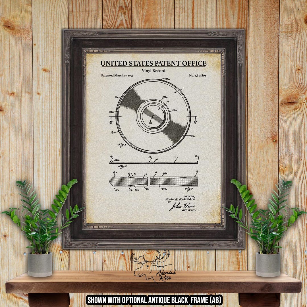 Vinyl Record Patent Print - Vintage Electronics Poster - 1953 Record ...