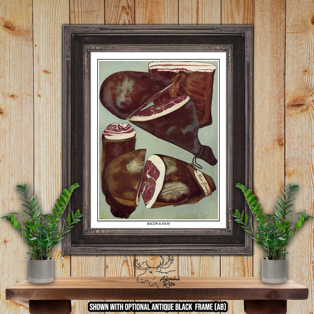 Bacon Print - Bacon and Ham Poster Art - Kitchen Wall Art - Butcher ...