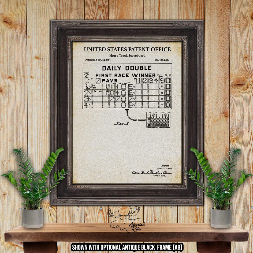 Horse Track Scoreboard Patent Print - Vintage 1963 Equestrian Art ...