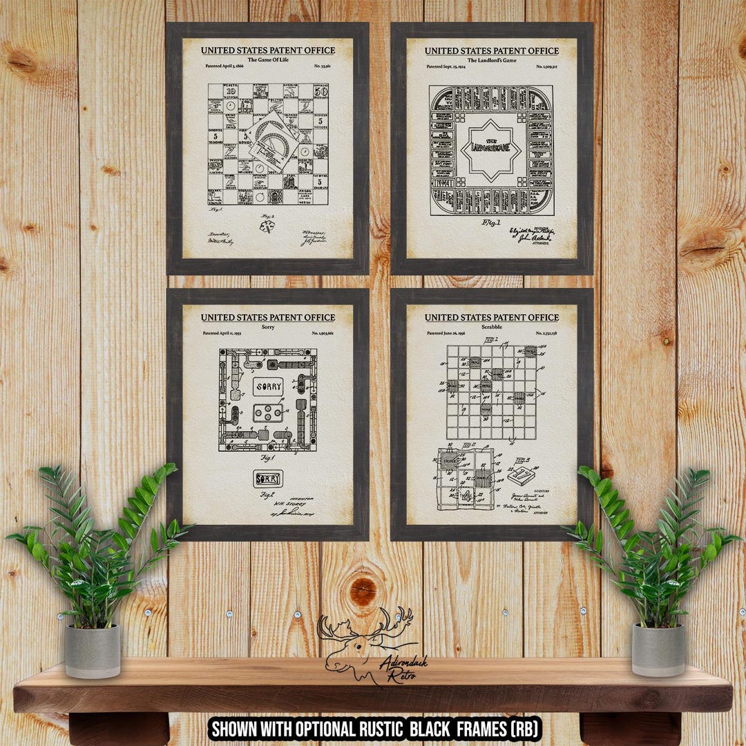 Board Games Patent Print Set of 4 - Vintage Board Game Inventions ...