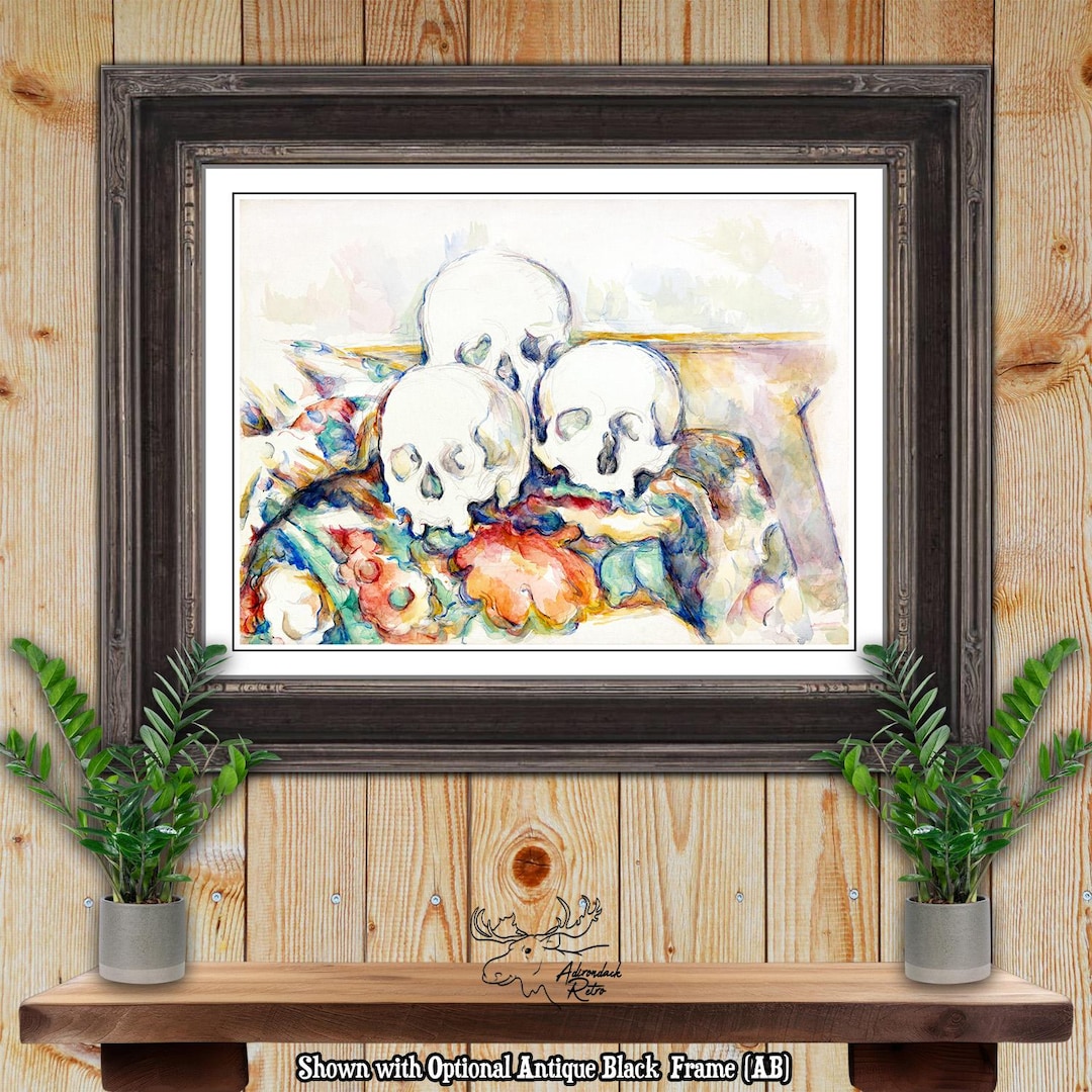 The Three Skulls Print - Paul Cezanne Illustration - Gothic Wall Art ...