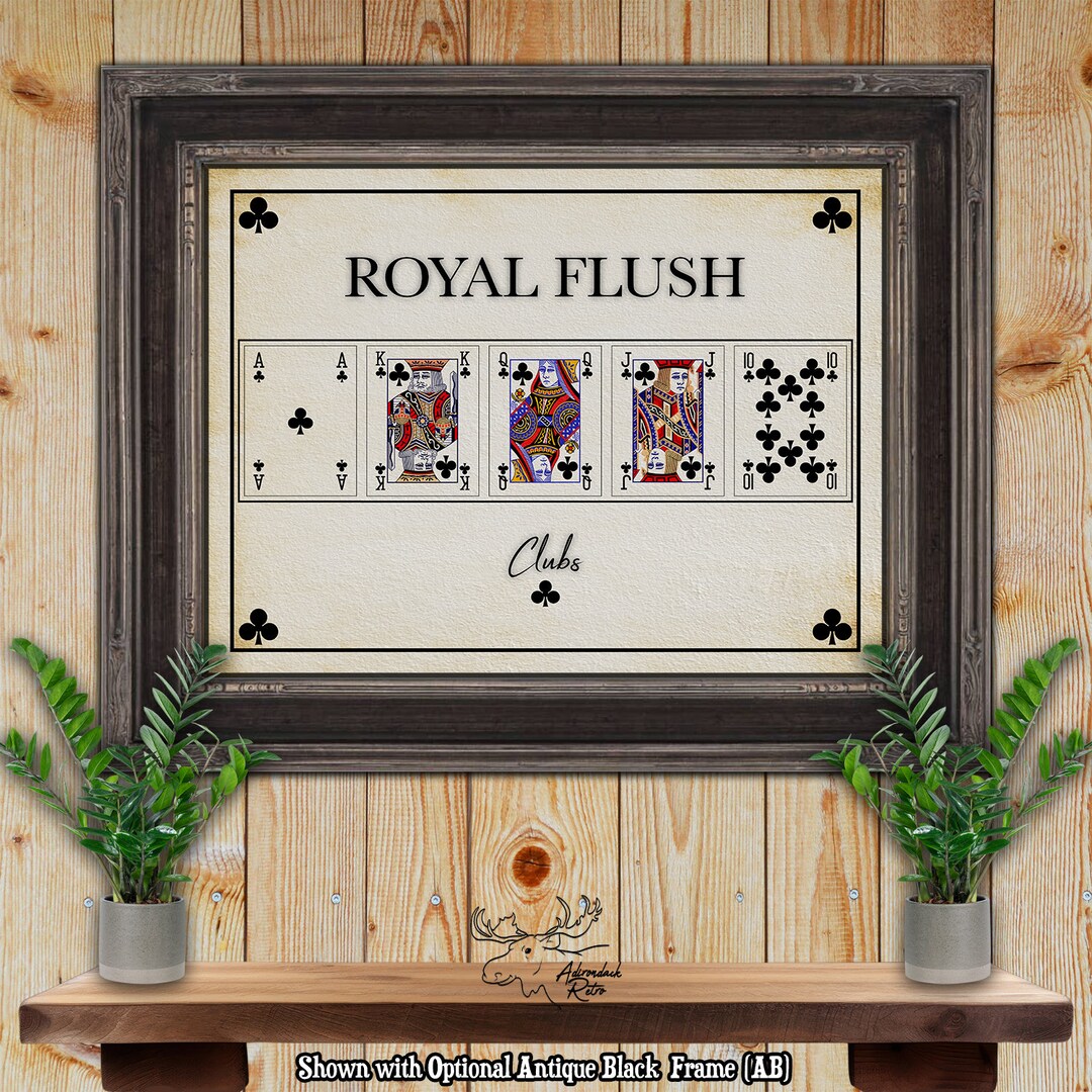 Clubs Royal Flush Poker Hand Art Print - Playing Card Posters - Poker ...