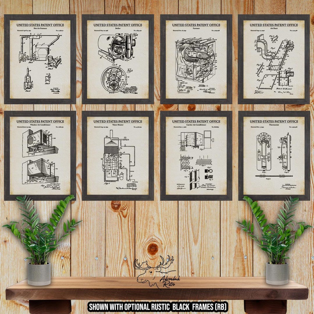 HVAC Patent Print Set of 8 - HVAC Inventions - HVAC Technician Gift ...