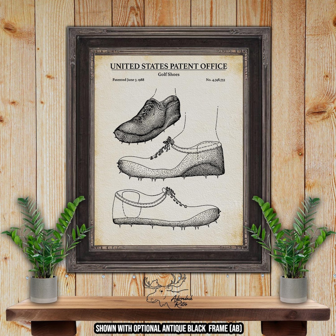Golf Shoes Patent Print - 1988 Golf Shoe Design Blueprint - Retro ...
