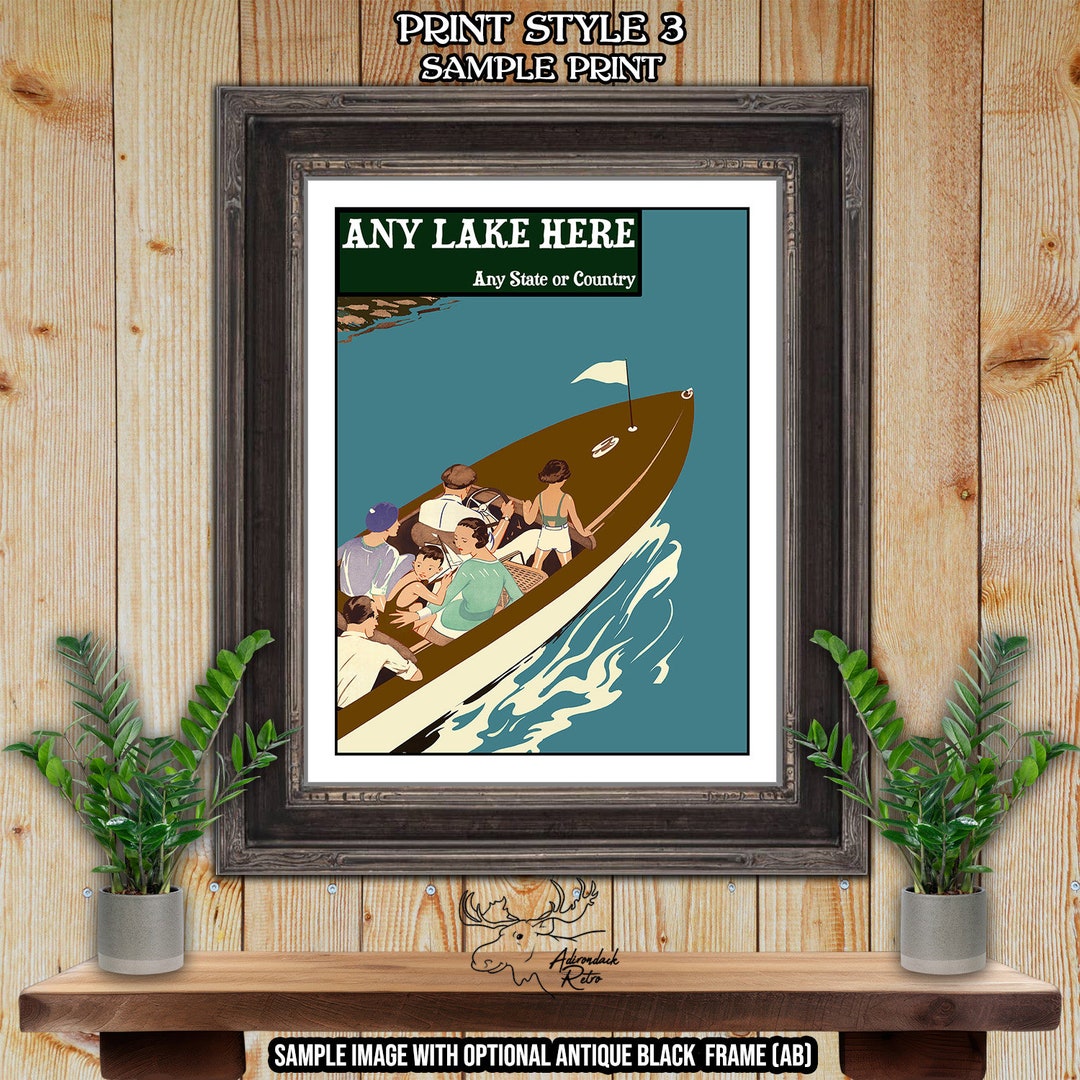 Custom Retro Lake Print - Choose Any Lake and State - Personalized Lake ...