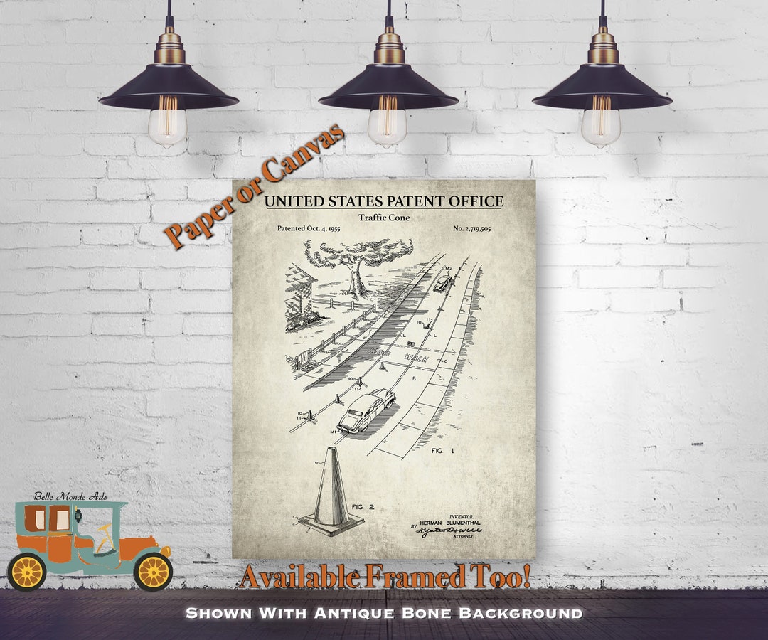 1955 Vintage Traffic Cone Patent Print Civil Engineer Gift Historic ...