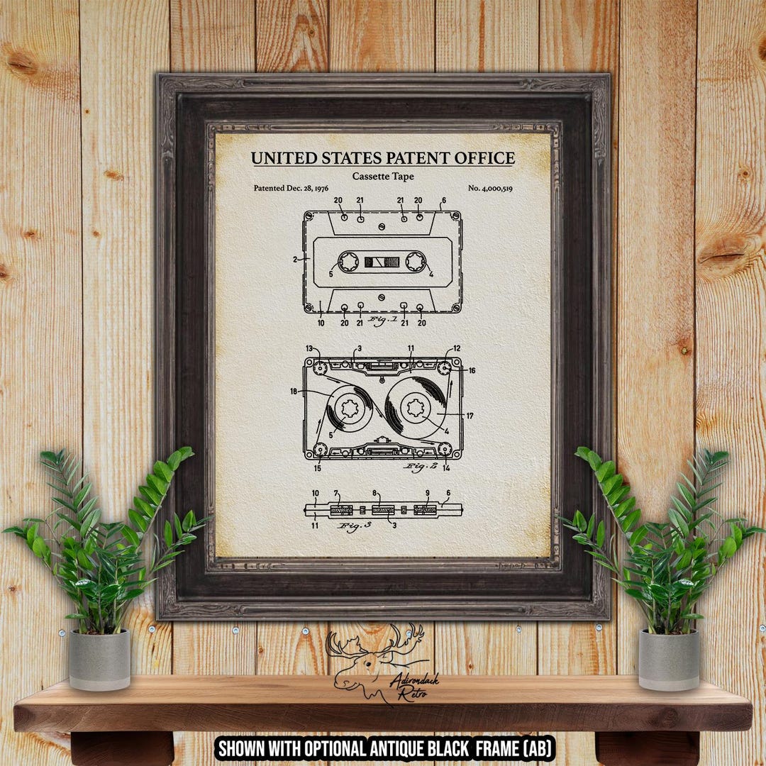 Cassette Tape Patent Print - Retro Electronics Poster - 1976 Cassette ...