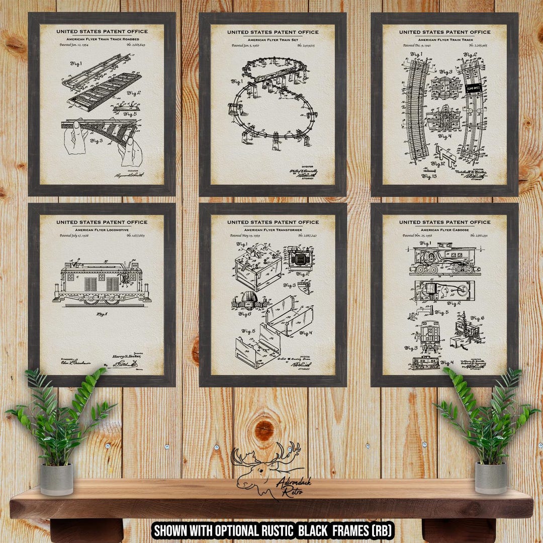 Model Railroad Patent Print Set of 6 Model Train Railway Posters Model ...