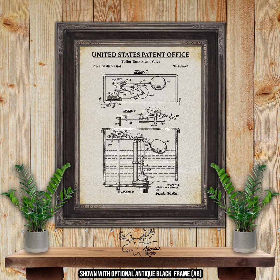 Toilet Tank Flush Valve Patent Print 1969 Plumbing Invention Vintage ...