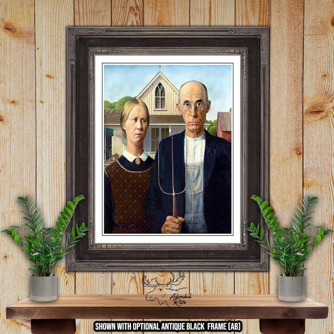 American Gothic Print - Grant Wood Illustration - Country Home Wall Art ...