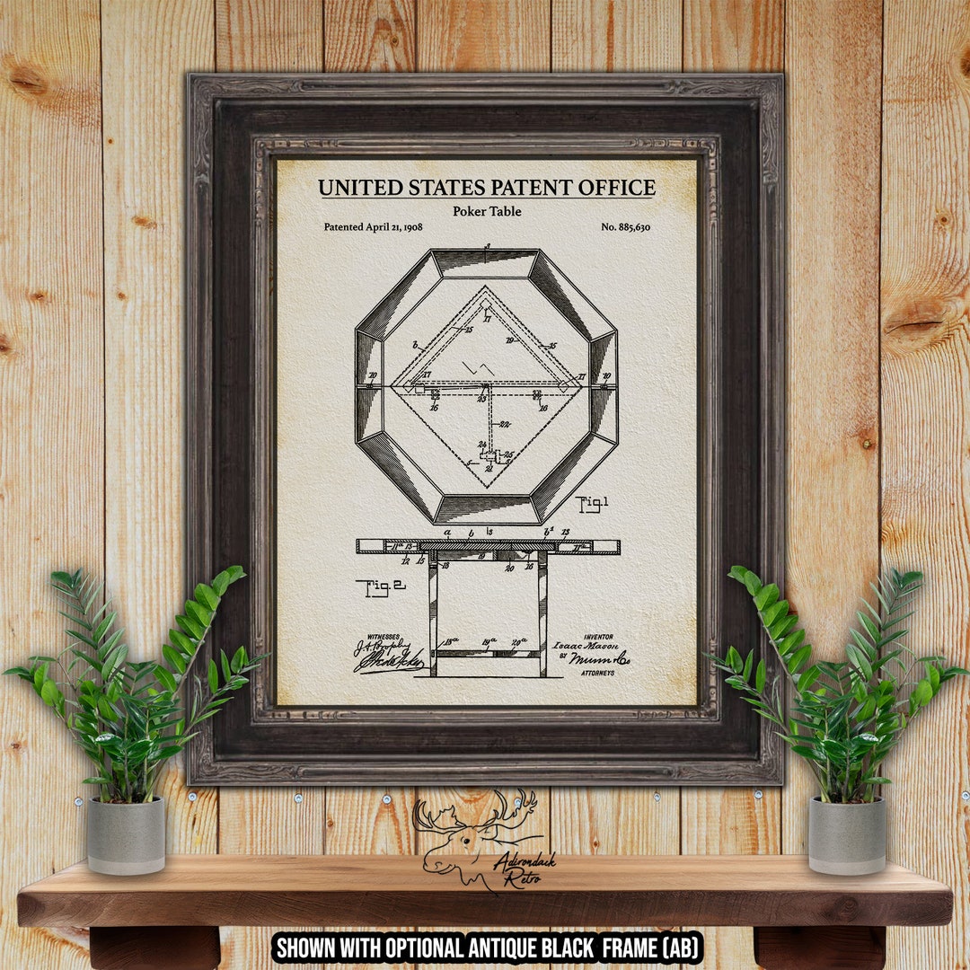 Poker Table Patent Print - Historic 1908 Poker Invention - Retro Poker ...