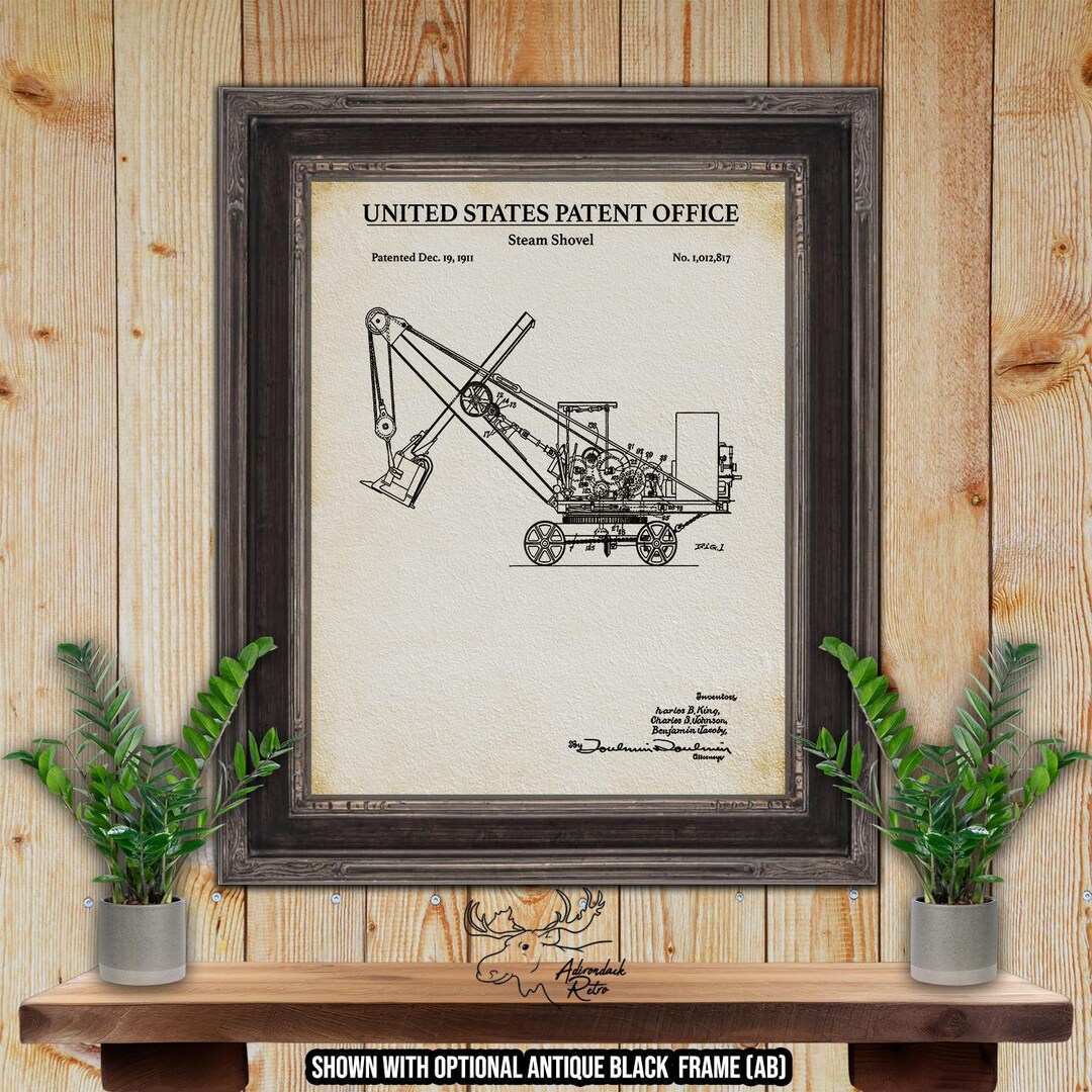 Steam Shovel Patent Print - 1911 Power Shovel Poster - Construction ...