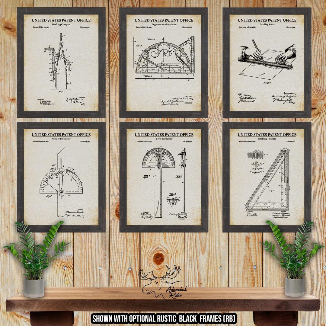 Architect Patent Print Set of 6 - Drafting Inventions - Civil Engineer ...