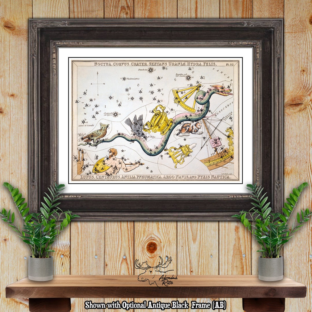 Noctua Corvis Crater Constellation Star Map Sidney Hall Fine Art ...