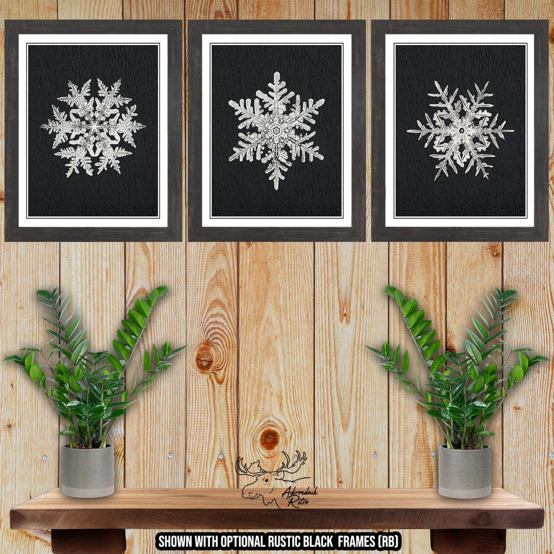 Snowflake Print Set of 3 - Christmas Wall Art - Holiday Prints - Winter ...