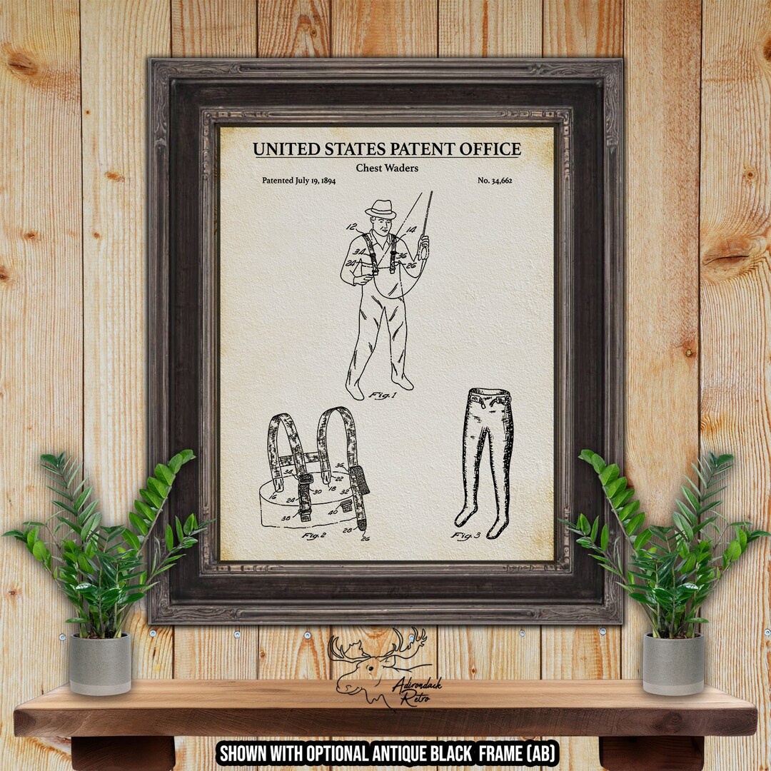 Chest Waders Patent Print - 1894 Fishing Invention - Rustic Fishing ...