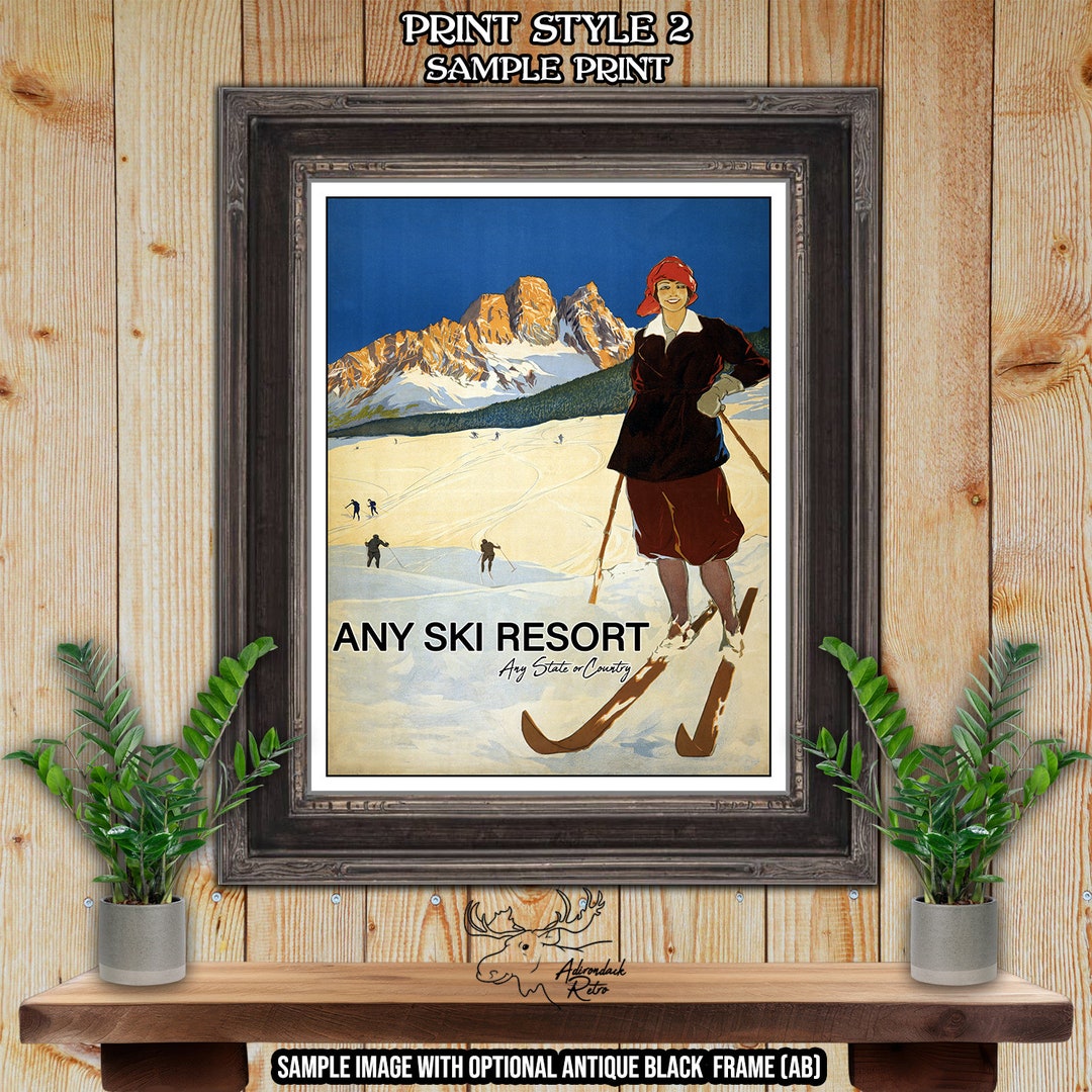 Custom Retro Ski Resort Print Any Ski Resort Snow Skier Gift ...