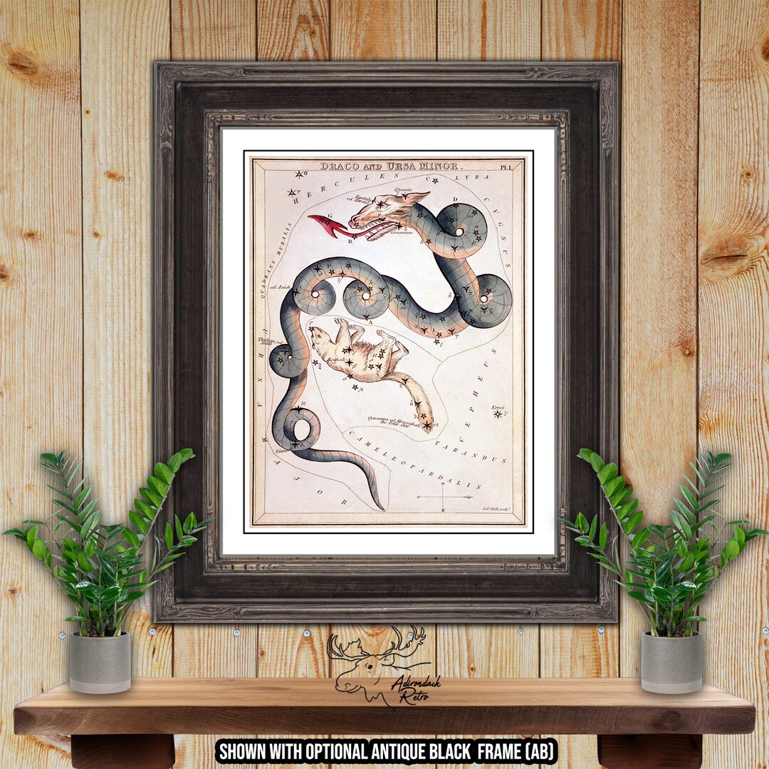 Draco and Ursa Minor Constellation Star Map by Sidney Hall Fine Art ...
