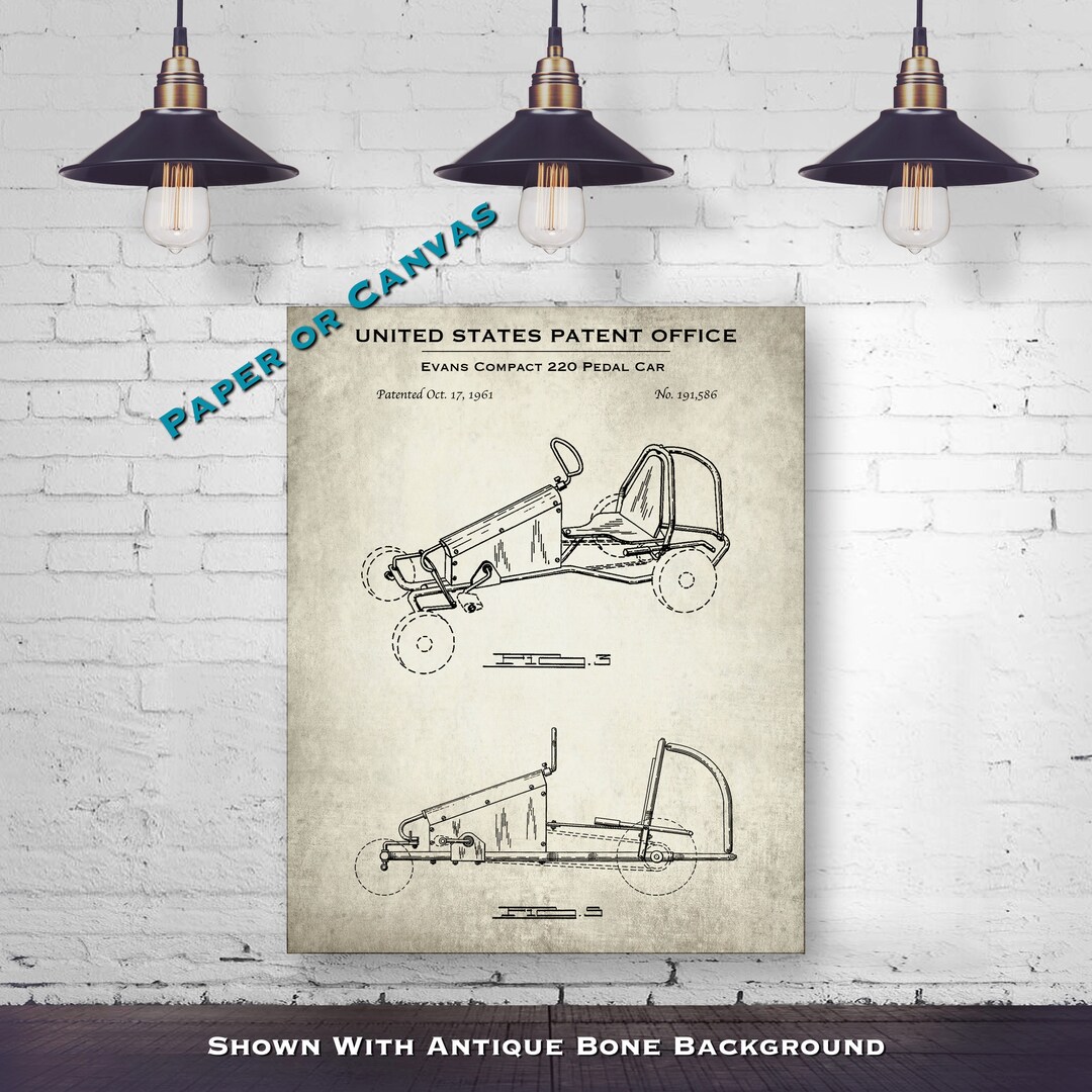 1961 Vintage Pedal Car Patent Print Pedal Car Blueprint Art Pedal Car ...
