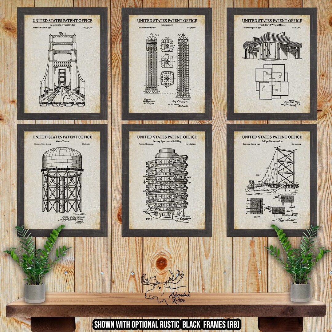 Architecture Patent Print Set of 6 - Building Design Blueprints ...